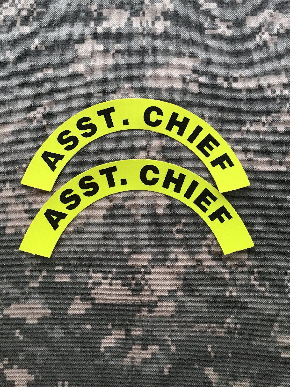 Pair Of 1st Responder/ EMS/ Fire Helmet Crescent Decal: Asst. Chief ...