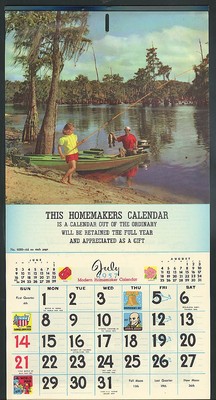 Homemakers Calendar Salesman's Sample July-December 1957 | eBay