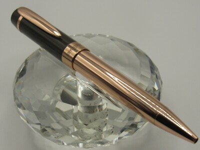 GORGEOUS HIGH QUALITY LANCASTER DARK BROWN AND ROSE GOLD TWIST BALL ...