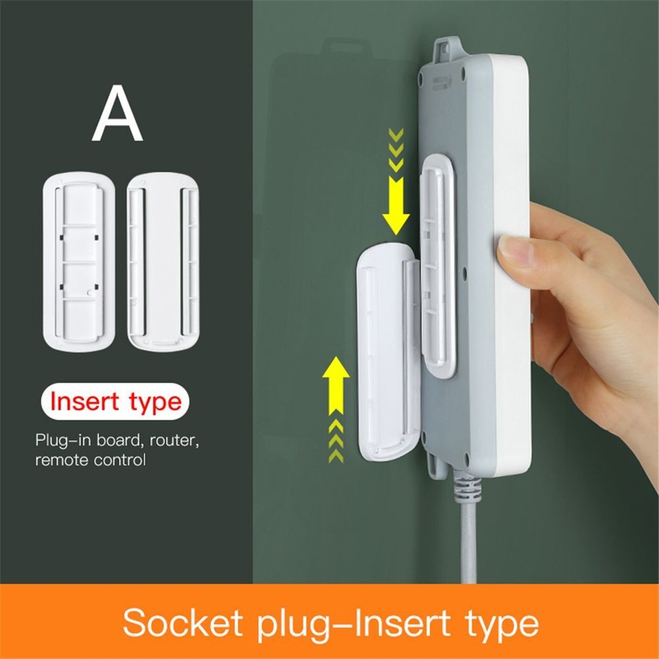 Socket Holder Plug Fixer Sticker Punch-free Wall-Mounted Power Strip ...