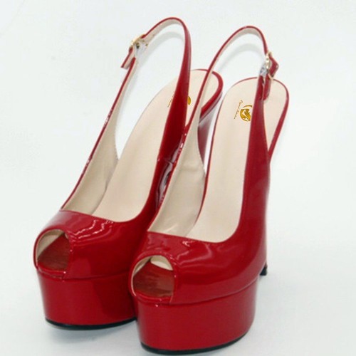 Fashion Women Heels Peep Toe High Heel Pumps Shinny Red Shoes Woman ...