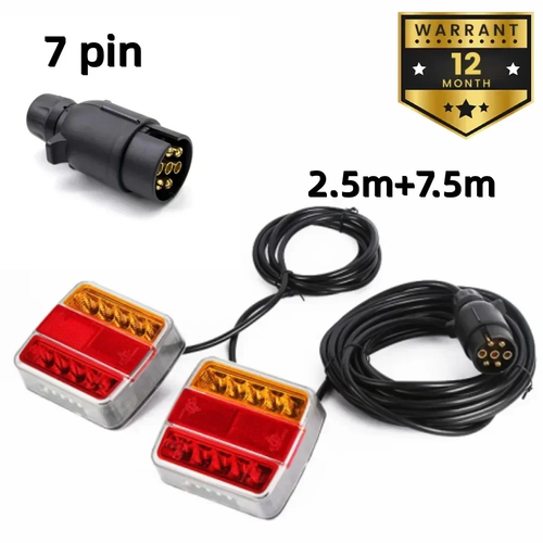 12V LED Trailer Towing Rear Tail Board Lamp 10m Cable Brake Stop ...