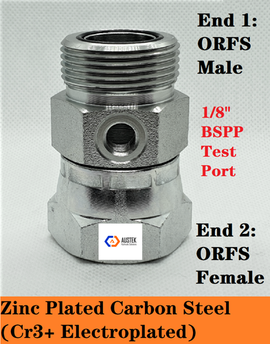 ORFS Male / Female x Test Port 1/8" BSPP/F - Test Point Tee - Hydraulic ...