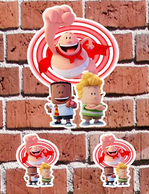 CAPTAIN UNDERPANTS SUPERHERO 7" and 3" DECAL STICKERS for HOME, SCHOOL ...