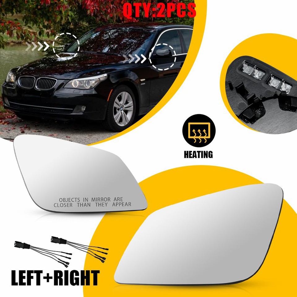 Left Right Side Mirror Glass Heated For BMW 528i 535i 550i 640i 650i ...