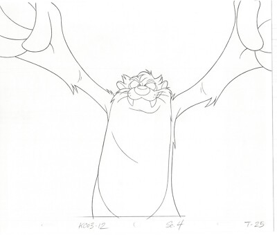 Taz Tazmanian Devil Production Animation Cel Drawing 2 LOT WB Looney ...