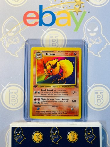 Flareon 19/64 1st Edition HP/MP Played Jungle Set 1999 Pokemon Card ...