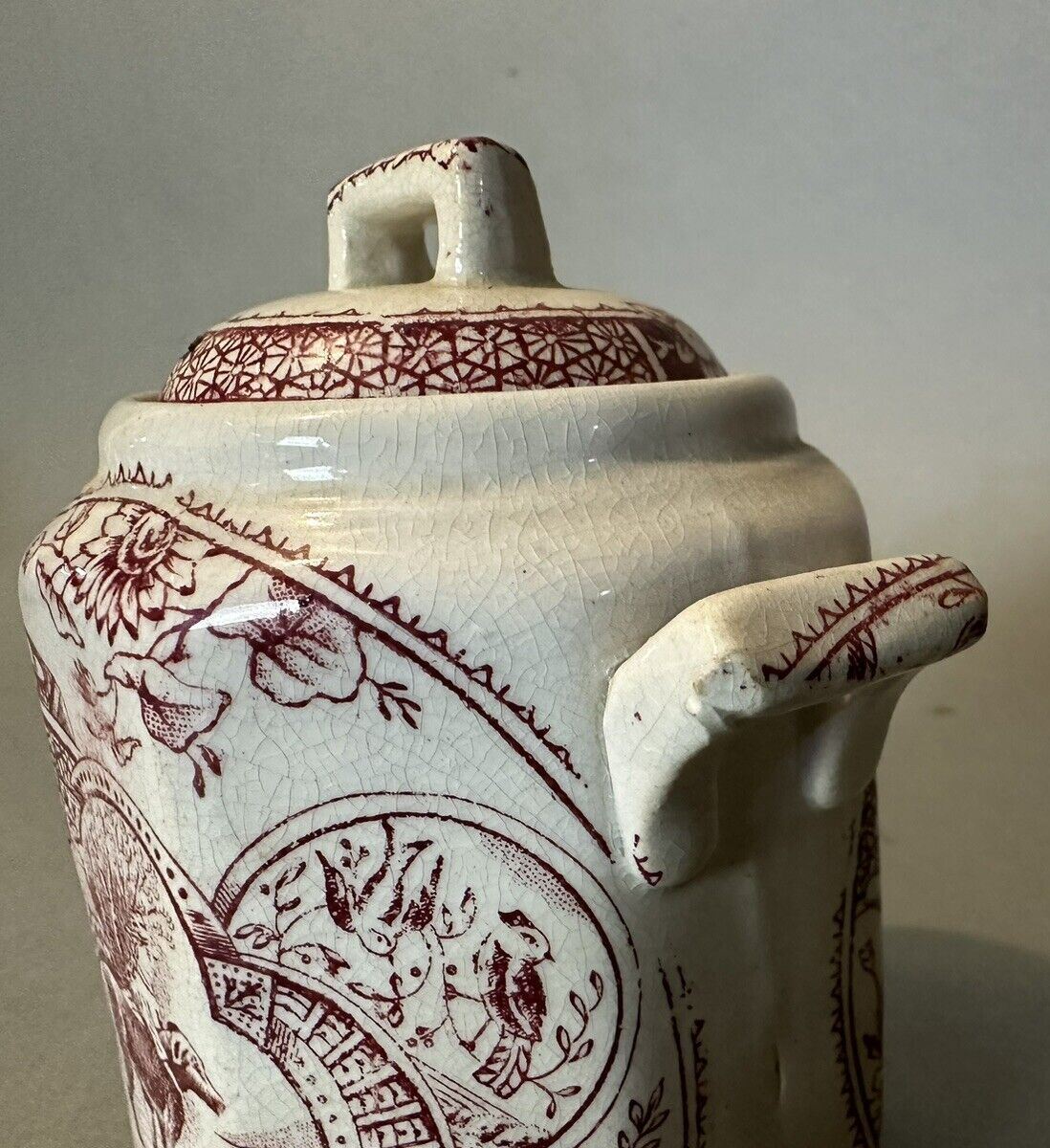 Vintage Transferware Covered Jar with a Child & Dog Scene | eBay