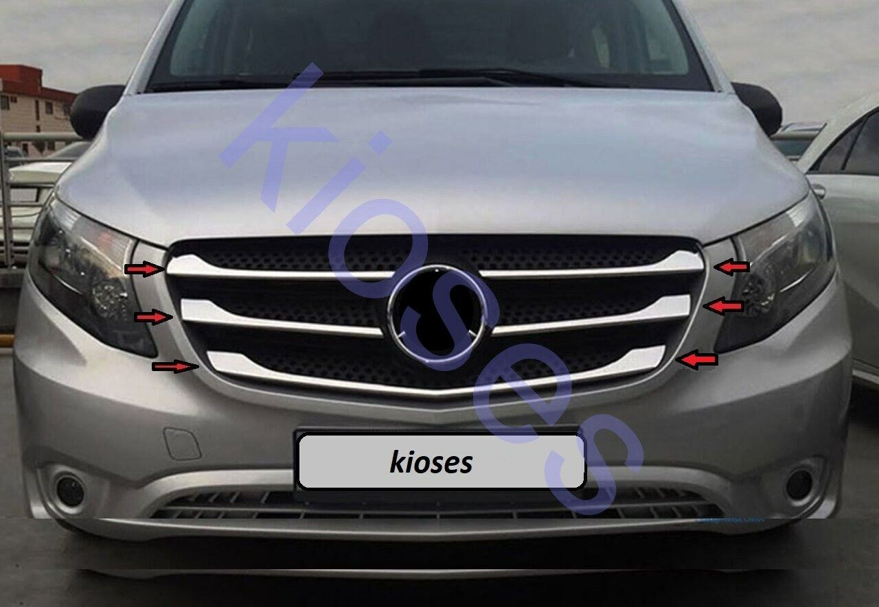 MERCEDES BENZ METRIS 2016-2020 CHROME FRONT GRILL TRIM COVER 5 PCS S ...