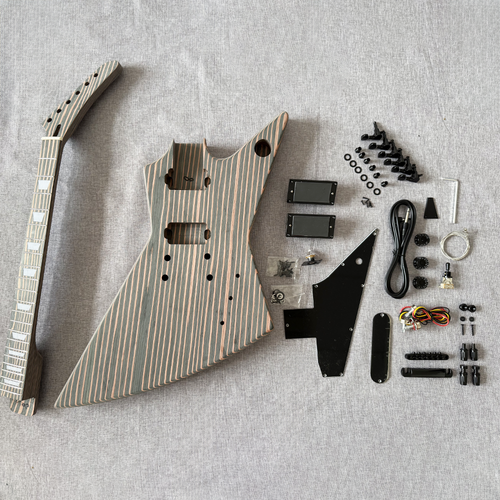 Electric explorer guitar kit zebrawood body neck fingerboard set neck ...