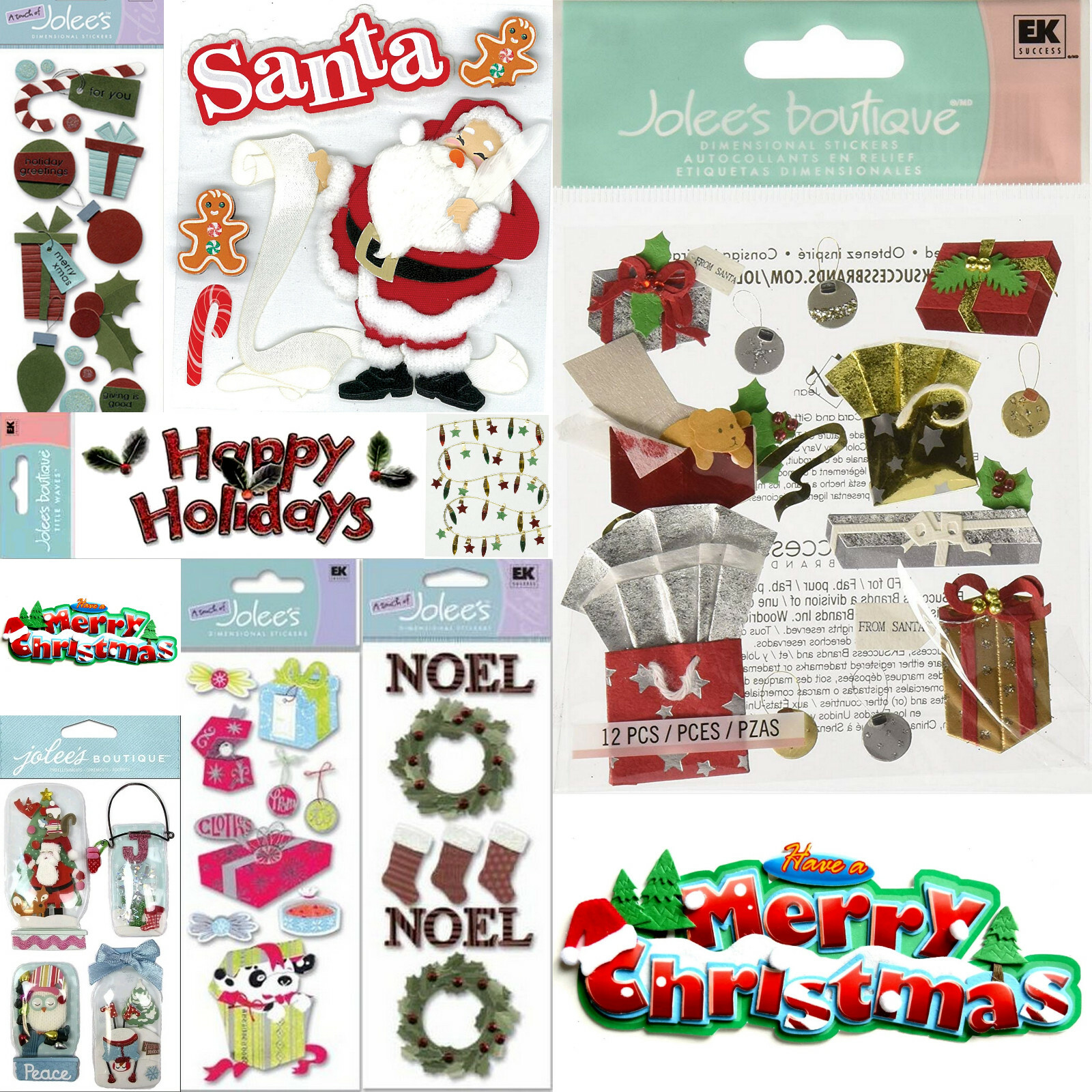Christmas 💜 Scrapbook Stickers Crafts XMAS Jolee's Soft Spoken U Choose ...