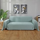 1/2/3/4 Seater Sofa Cover Knitted Cotton Linen 1-Piece Slipcover Couch ...