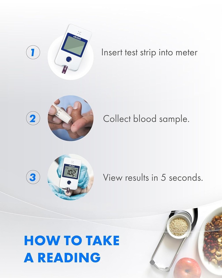 Diabetes Test Kit Blood Sugar Glucose Monitor Meter 206 Pcs Strip ...