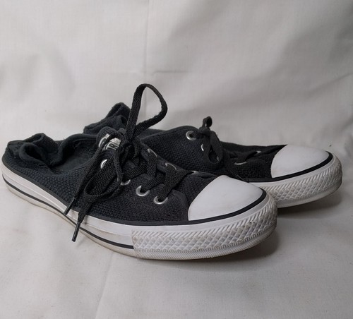 Converse All Star Womens Sz 10 M Black Low Top Shoes Textured Fabric ...