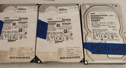 2 HGST 10TB SAS Hard drives and 1 4TB HGST Hard Drive for parts - Lot ...