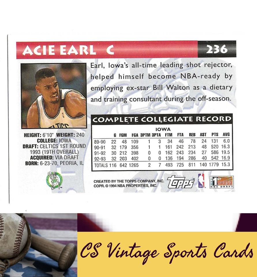 1993-94 Topps #236 Acie Earl Gold | eBay