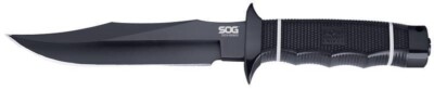 NEW SOG S10B-K Tech Bowie Fixed 6.4" Black Knife, Kraton Handle ...