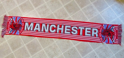 MANCHESTER Red Devils KNIT SCARF Soccer Team Made In Italy Italian Club ...