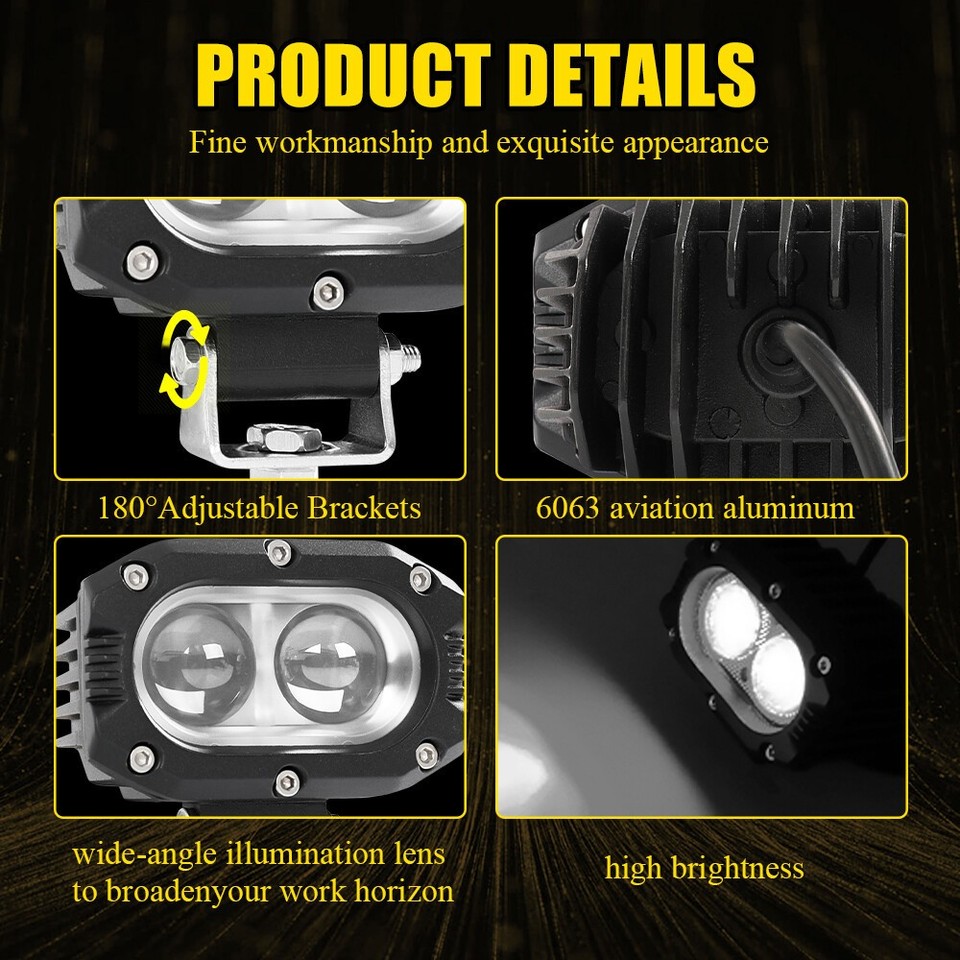 2PCS 4'' LED Work Light Bar Spot Lights Driving Lamp Offroad SUV ATV ...