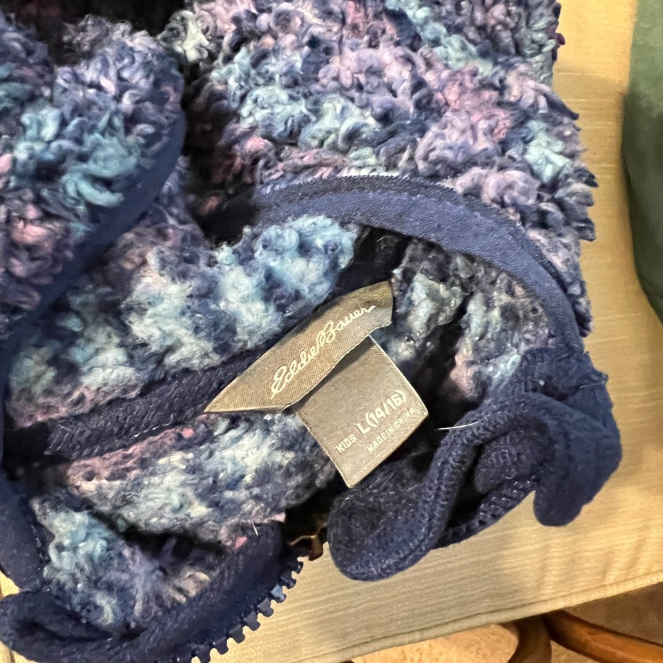 Eddie Bauer Kids Fleece Hoodie Jacket Blue Purple Zip Up Size Large 14/ ...