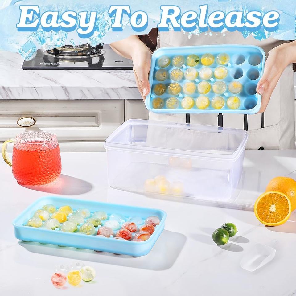 Ice Cube Tray, Silicone Apple Ice Ball Trays Maker, Blue Small round ...