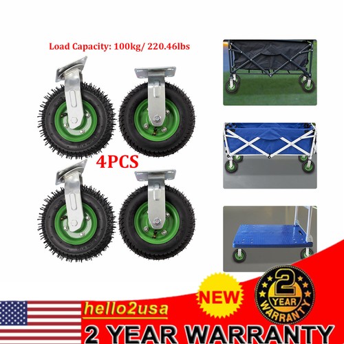 4pcs Pneumatic Air Tire Wheels 2 Rigid 2 Swivel HD Farm Cart Caster ...