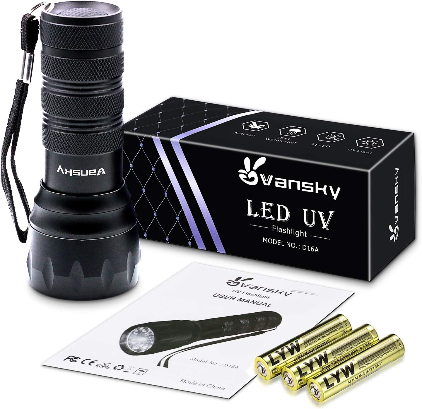 Vansky UV Torch 21 LEDs, UV Flashlight Black Light for Pet Urine ...