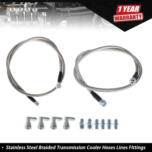 SS Braided Transmission Cooler Hose Lines Fittings TH350 700R4 TH400 52 ...