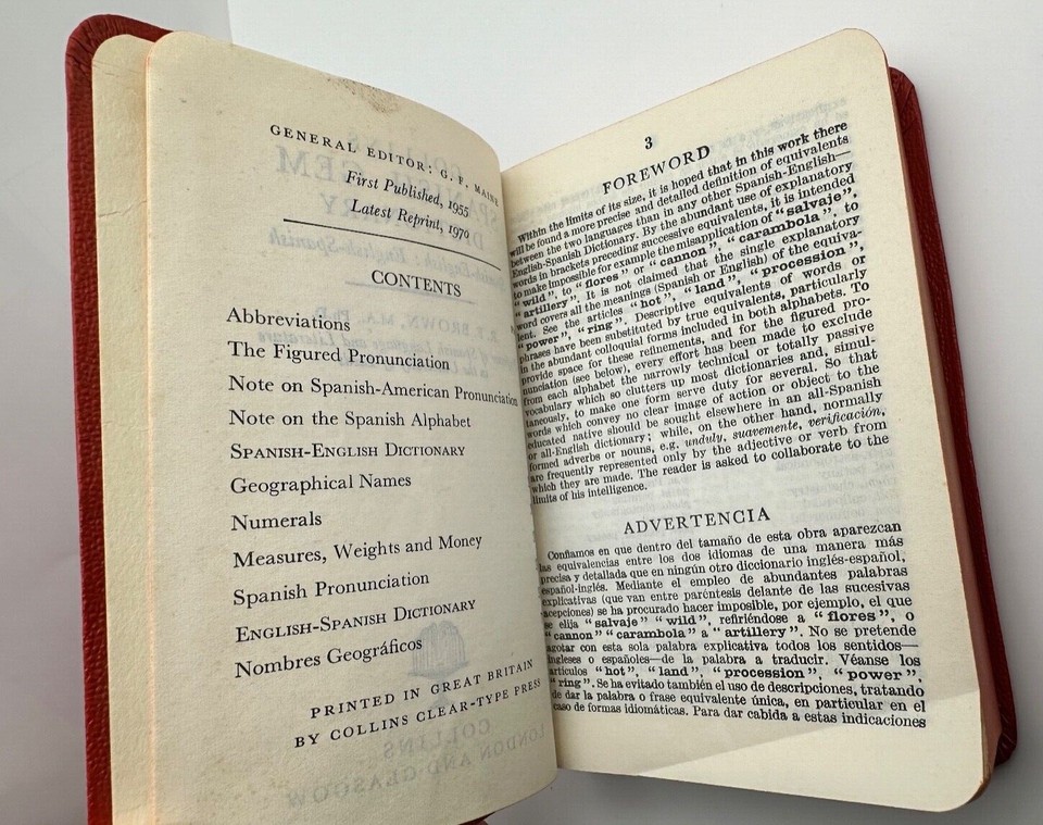Collins Spanish-English English-Spanish Pocket Dictionary Vintage 1970 ...