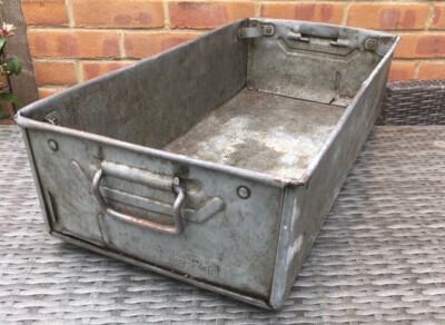 Industrial Galvanised Tote Bin Metal Storage Box Or Planter 60cm X 30cm ...