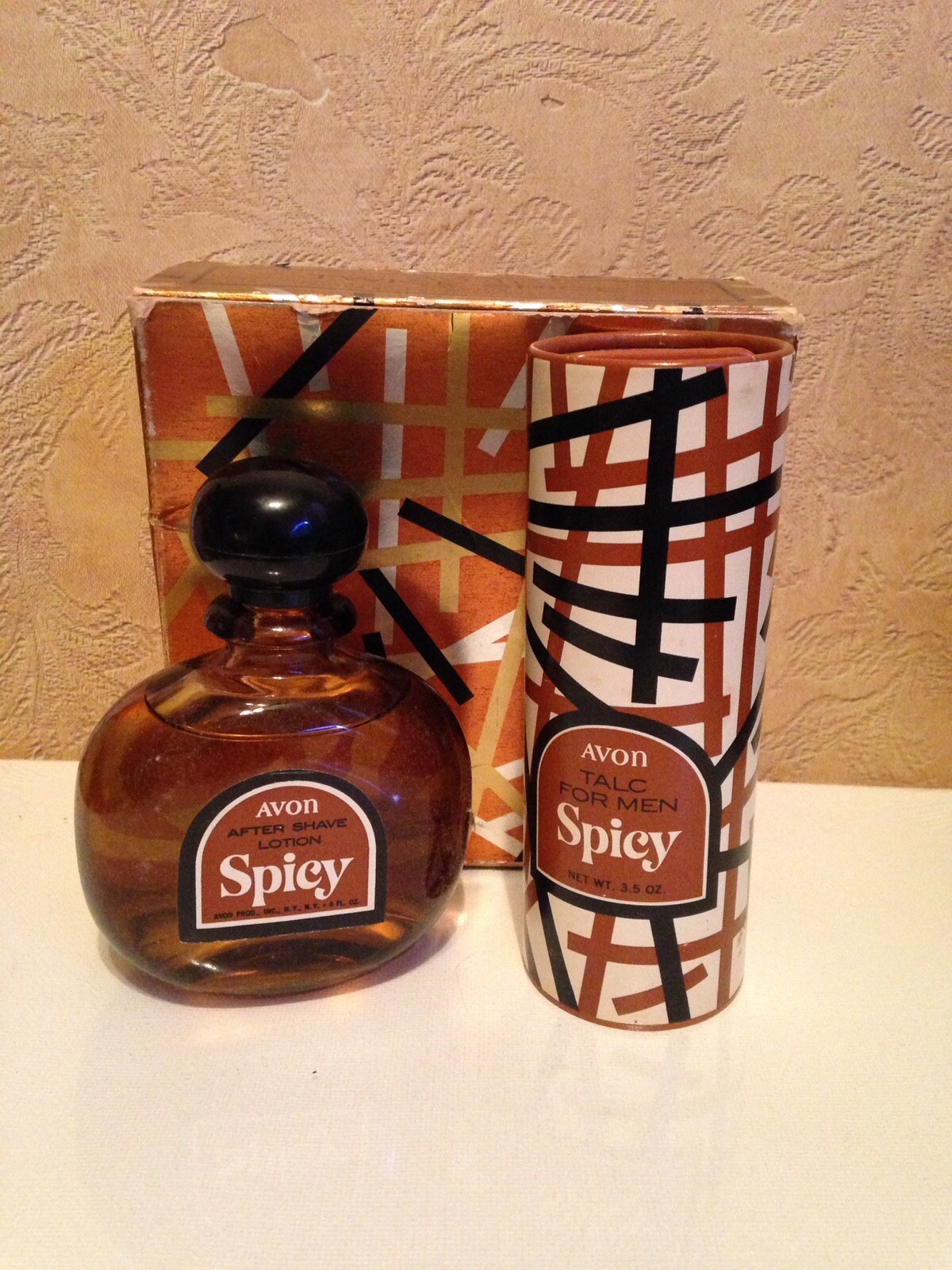 RARE Vintage Avon Men's gift set Aftershave Lotion Talc Twice Spice ...