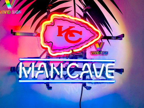 Kansas City Chiefs Man Cave 20"x16" Neon Sign Bar Lamp Beer Light Decor ...