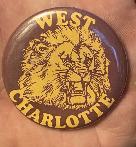VINTAGE WEST CHARLOTTE HIGH SCHOOL LIONS FOOTBALL PIN BACK BUTTON 1977 ...