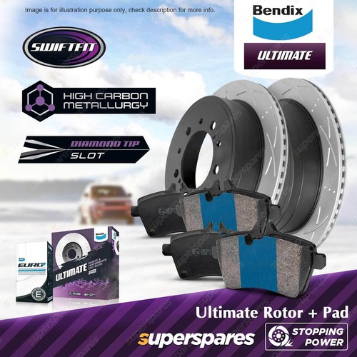 Bendix Front ULT Disc Rotors + EURO Brake Pads for Mercedes Benz M ...