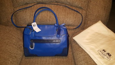 Coach Leather SV Victorian Blue purse new with tags cute clr blk lth ...