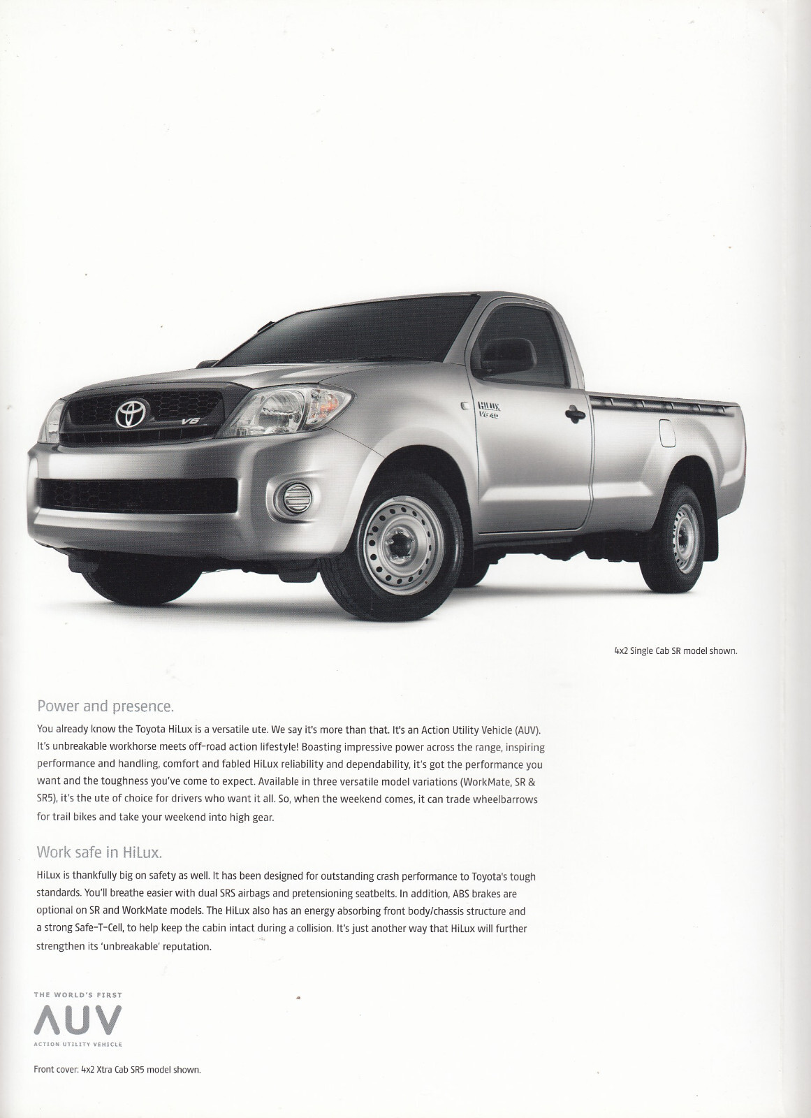 2009 TOYOTA AN10 HILUX 4x2 Australian 6p Brochure Sungle Double Xtra Cab SR SR5 | eBay Australia