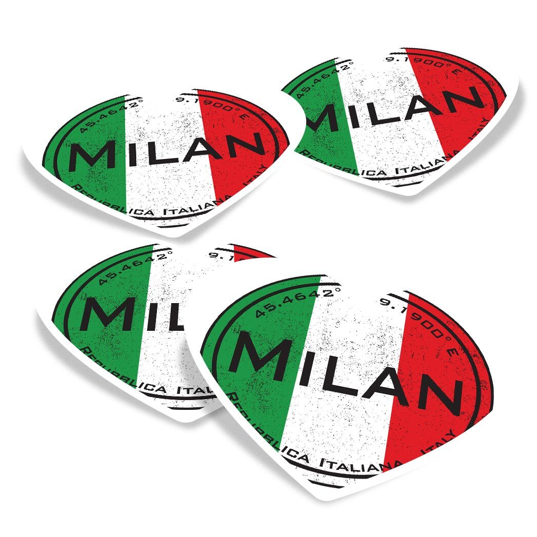 4x Heart Vinyl Stickers Milan Italy Flag Circle #59197 | eBay