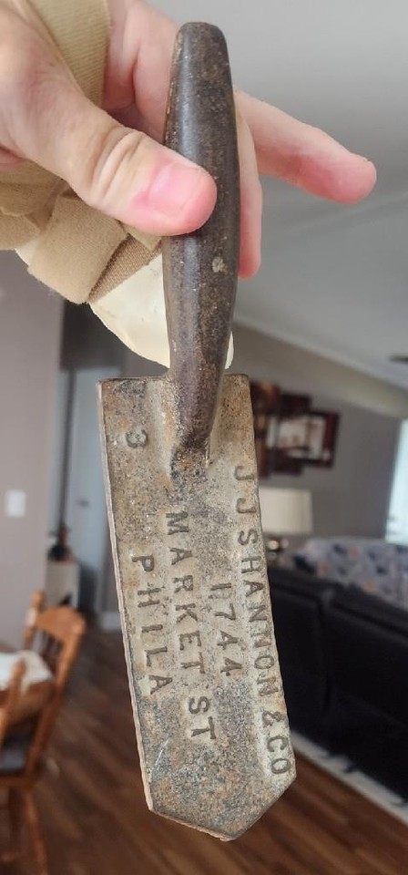 ANTIQUE CEMENT MASONRY IRON HAND TOOL J. JACOB SHANNON PHILA. PA ...