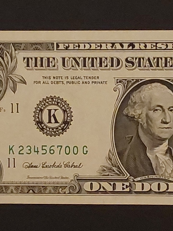 2003 A $1 Federal Reserve Note Fancy Ladder Serial Number Uncirculated ...