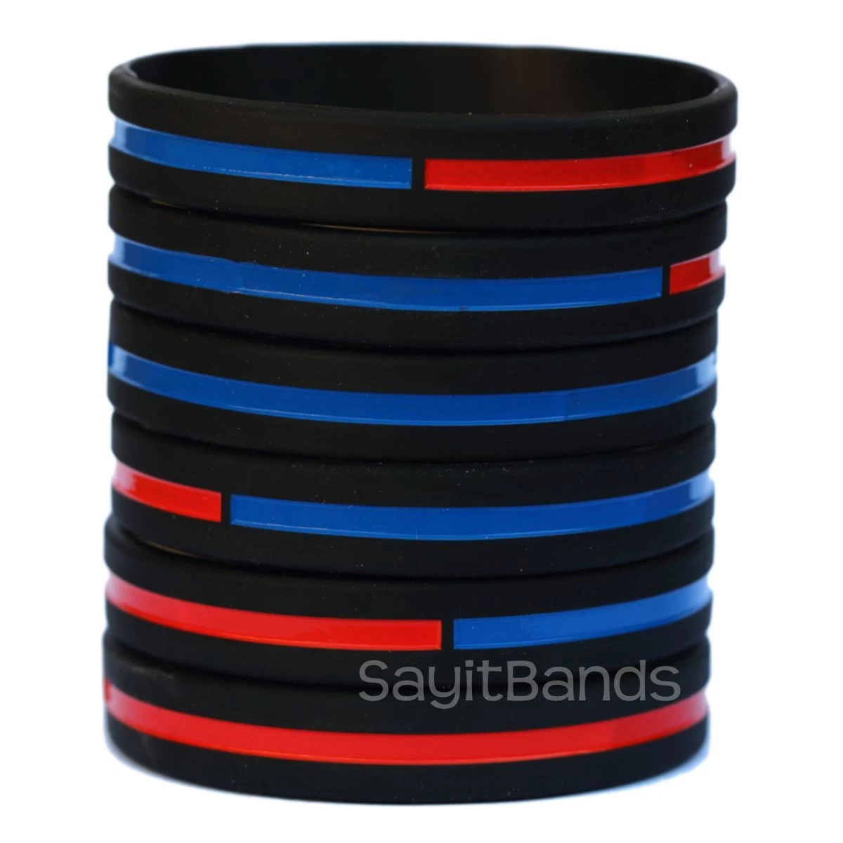 Thin Blue Line X Thin Red Line Combined Silicone Wristbands, 44% OFF