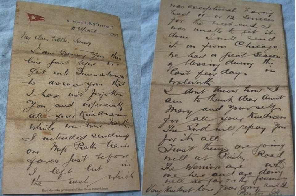 White Star Line TITANIC Letter Wrote on Ship before Disaster Old Retro ...