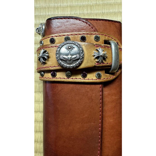 ALZUNI long wallet Genuine Leather Brown iron cross Excellent limited ...