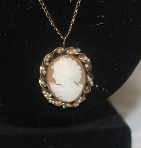 VTG Real SHELL CAMEO BROOCH Necklace PENDANT Ornate Oval Lovely | eBay