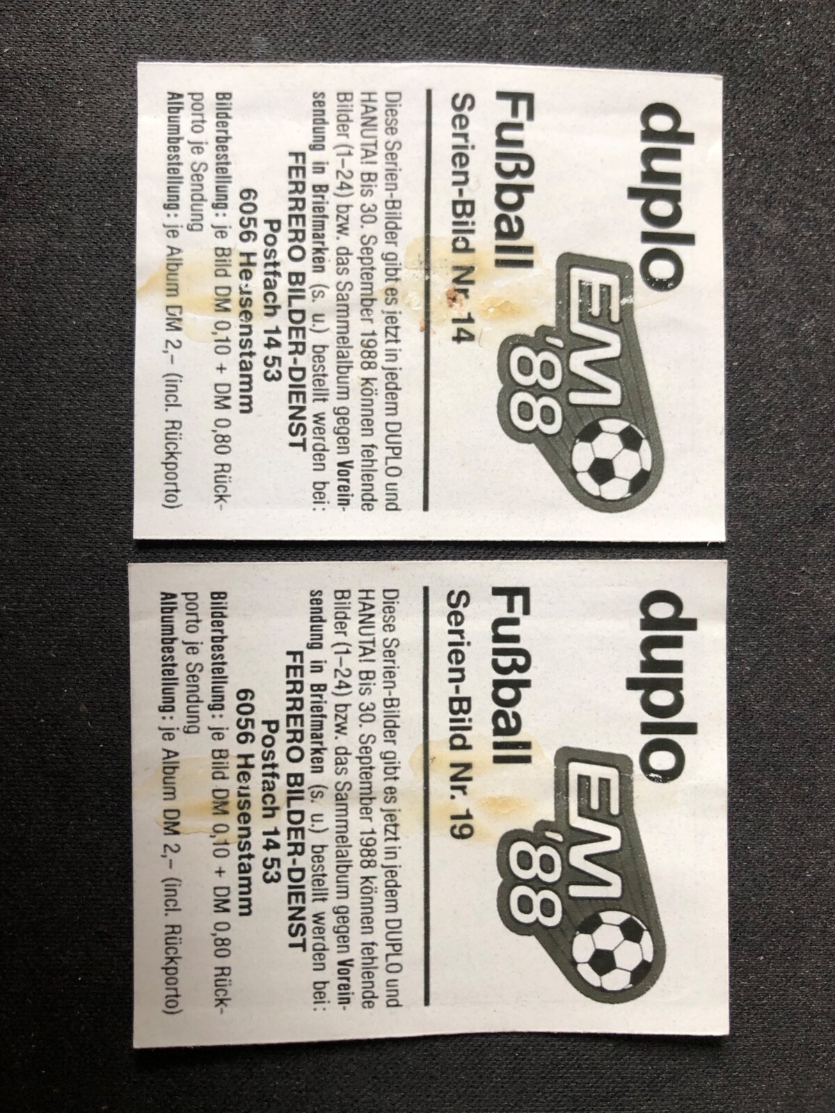 Duplo Aufkleber / Sticker - Fußball EM '88 - Nr. 14 + 19 | eBay.de
