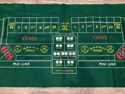 Craps Table Felt Layout Las Vegas Style Green Casino Mat for Poker ...