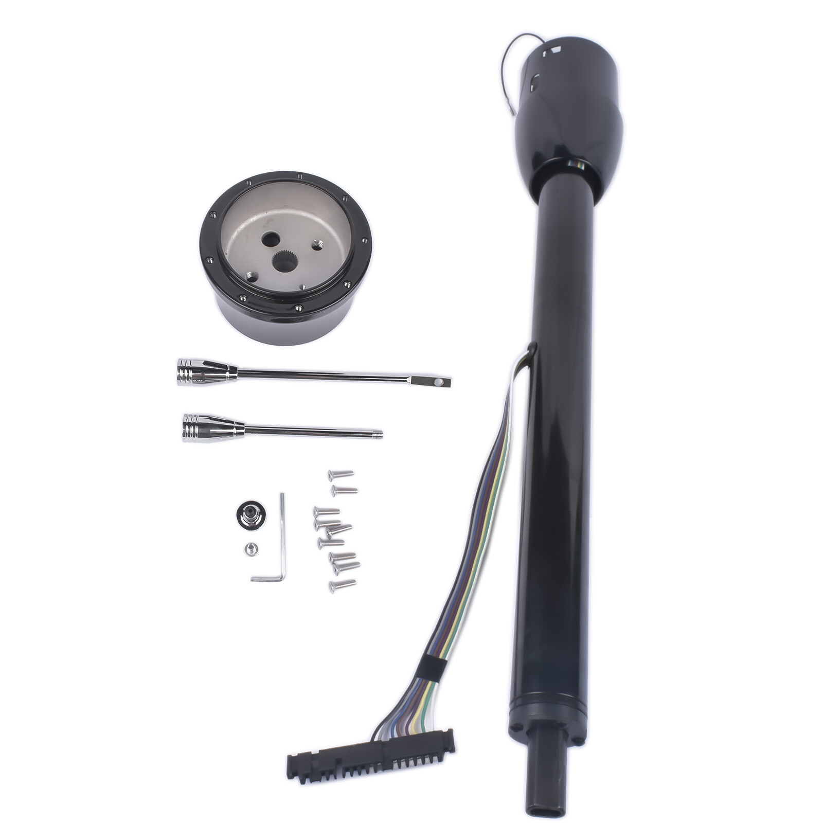 30" Black Tilt Street Rod Floor Shift Steering Column Manual No Key ...