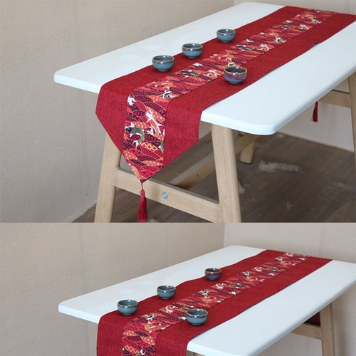 Table Runner Tassel Edge Desk Furniture Cover Tablecloth Party Home ...