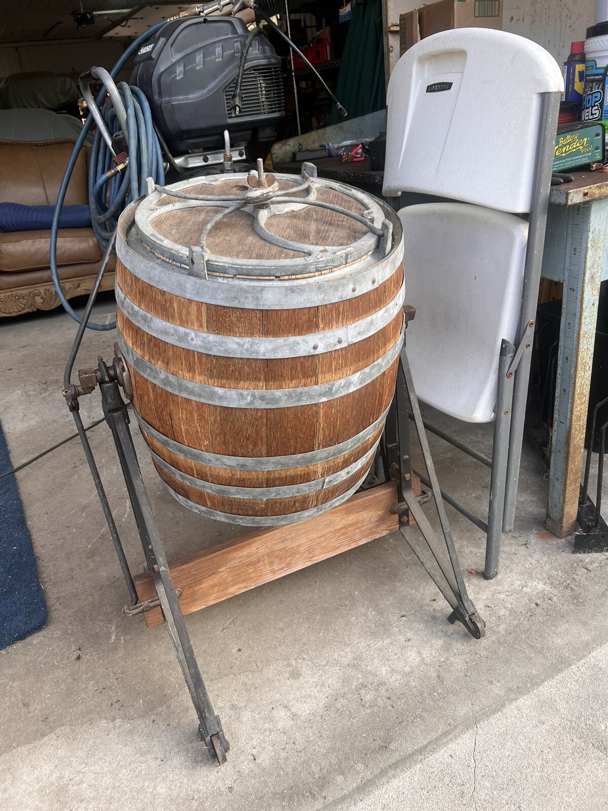 VINTAGE ORIGINAL FOOT OPERATED WOOD WASHING MACHINE | eBay