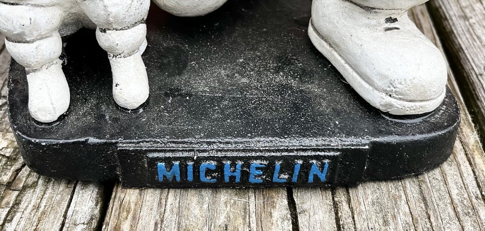 Michelin Man Bibendum w/ Bubble the Dog 10” Tall HEAVY Cast Iron Statue ...