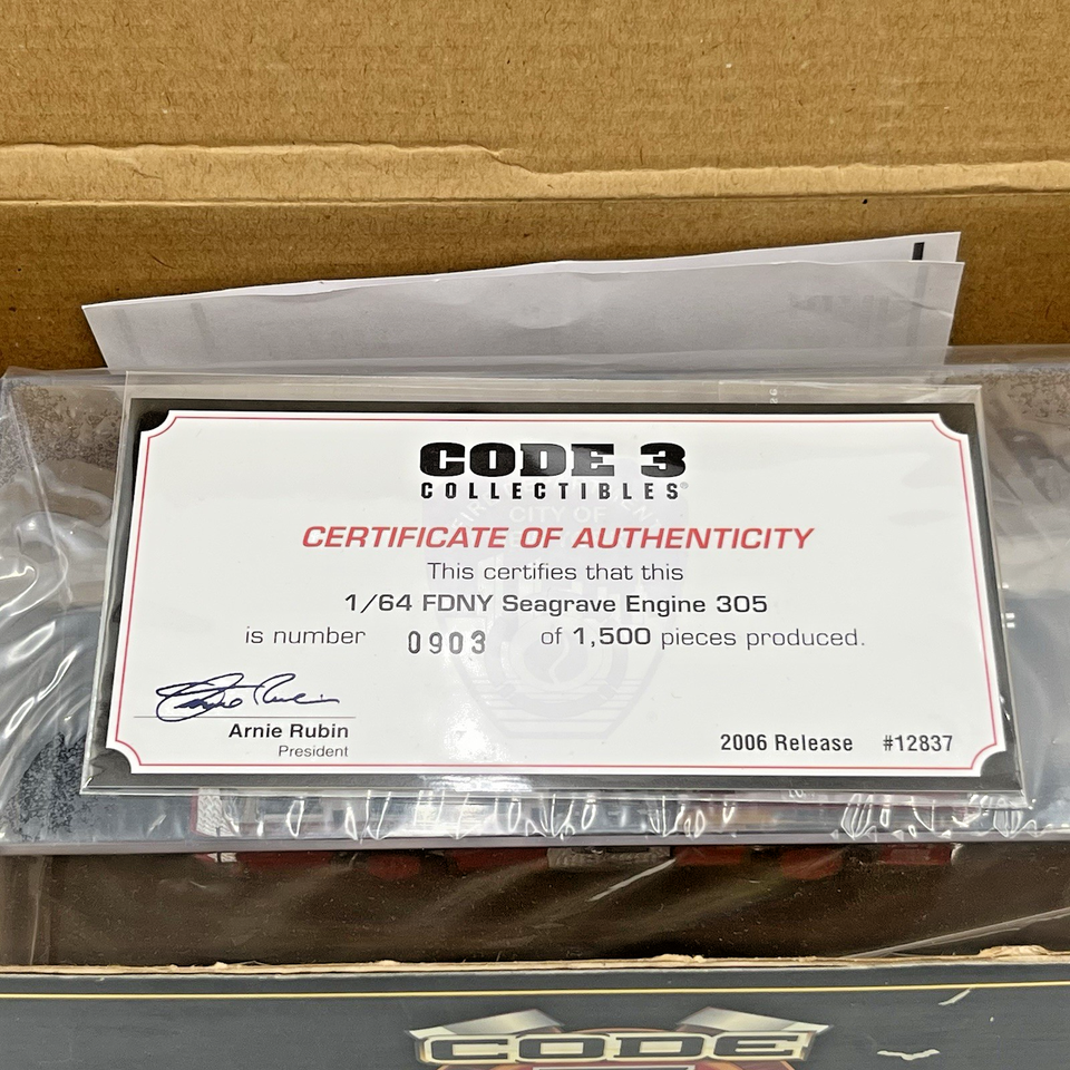 FDNY CODE 3 COLLECTIBLES 1/64 LIMITED EDITION SEAGRAVE NEW IN BOX w ...